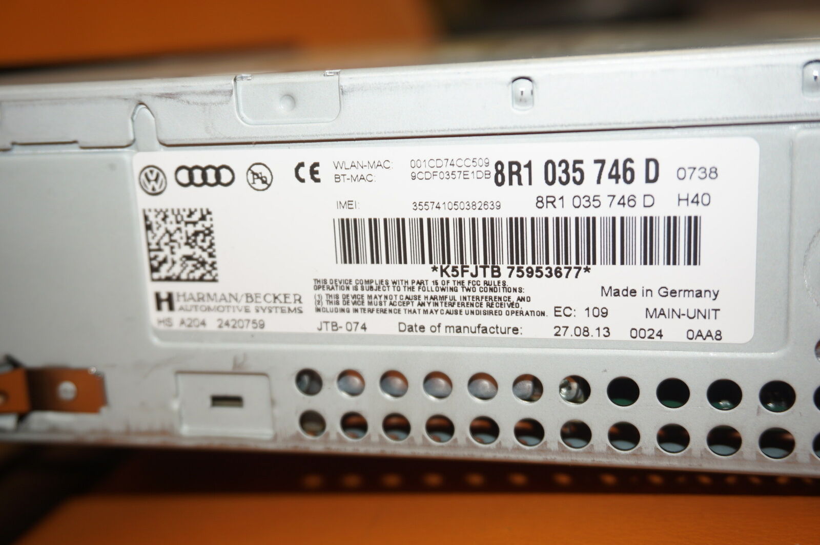 AUDI Q5 MULTIMEDIA CONTROL UNIT MMI 2013 2014 8R1 035 746 D HARMAN SQ5 OEM
