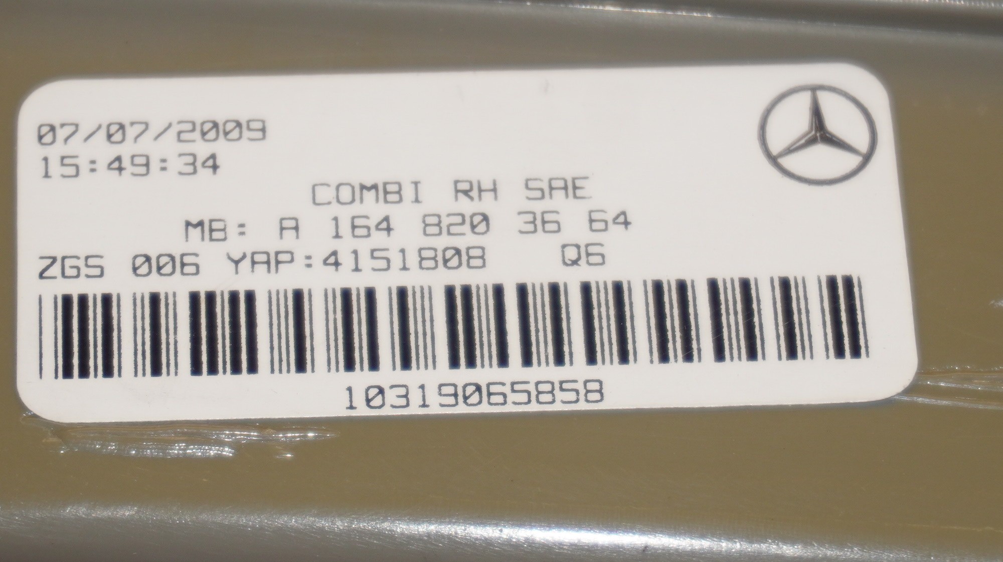 MERCEDES BENZ GL450 TAIL LIGHT RIGHT PASSENGER 2010 2011 2012