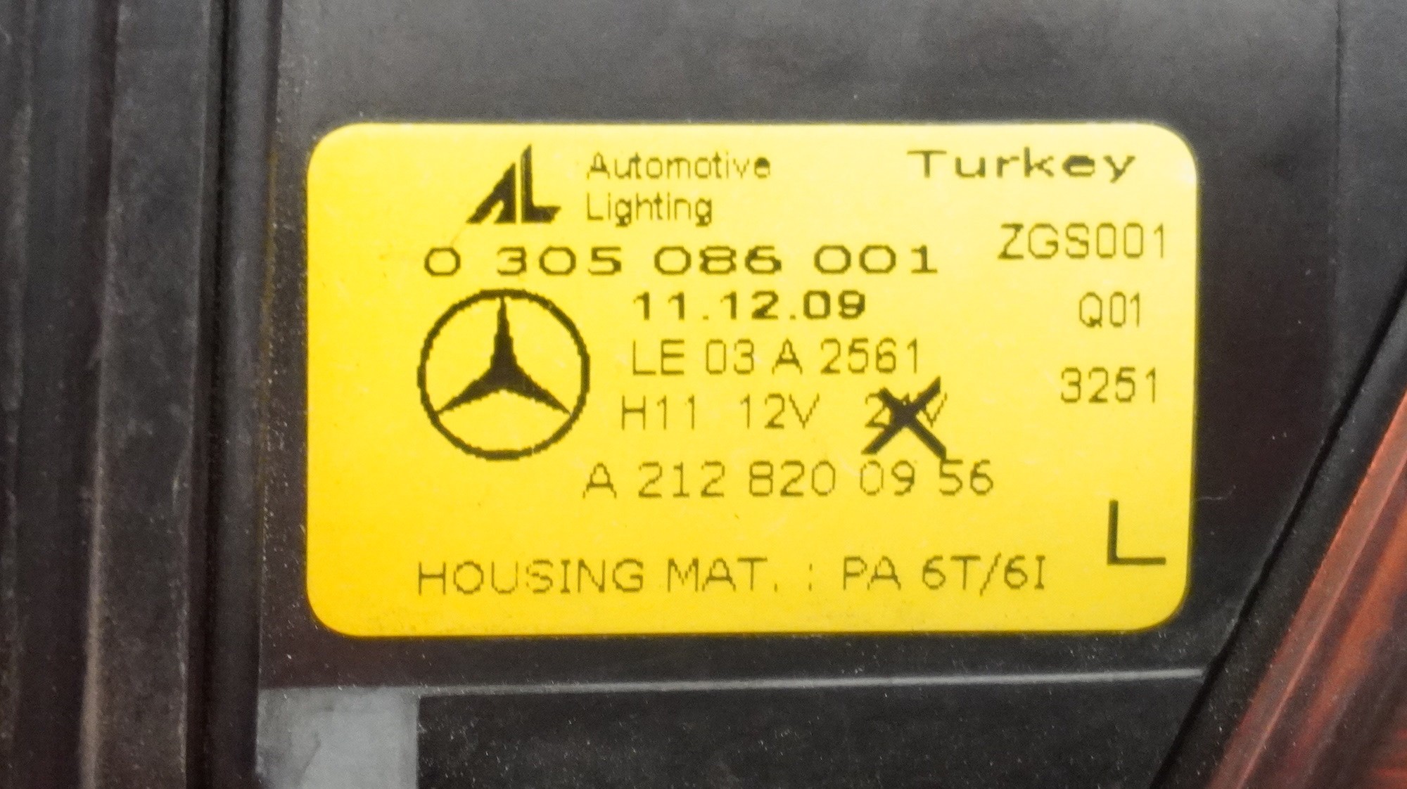 MERCEDES BENZ E350 FOG LIGHT LEFT DRIVER 2010 2011 2012 2013