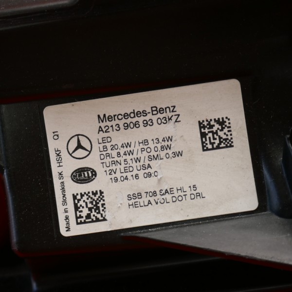 MERCEDES E300 HEADLIGHT LEFT DRIVER 2017 2018 2019 LED A2139069303KZ OEM