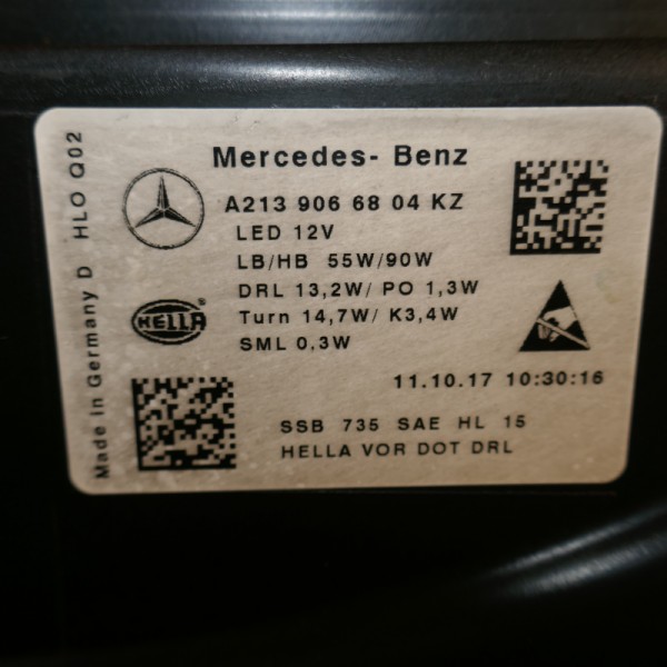 MERCEDES BENZ E300 HEADLIGHT RIGHT 2017 2018 2019 LED E400 ...