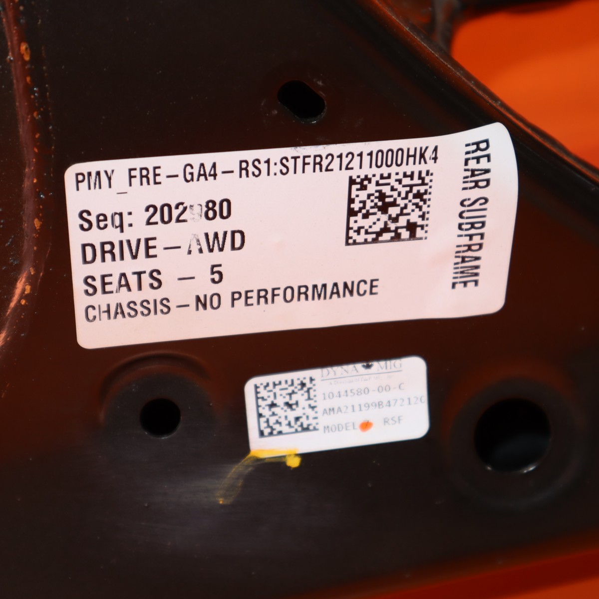 TESLA MODEL Y SUBFRAME REAR CROSSMEMBER 2020 2021 2022 AWD 1044580-00-C OEM