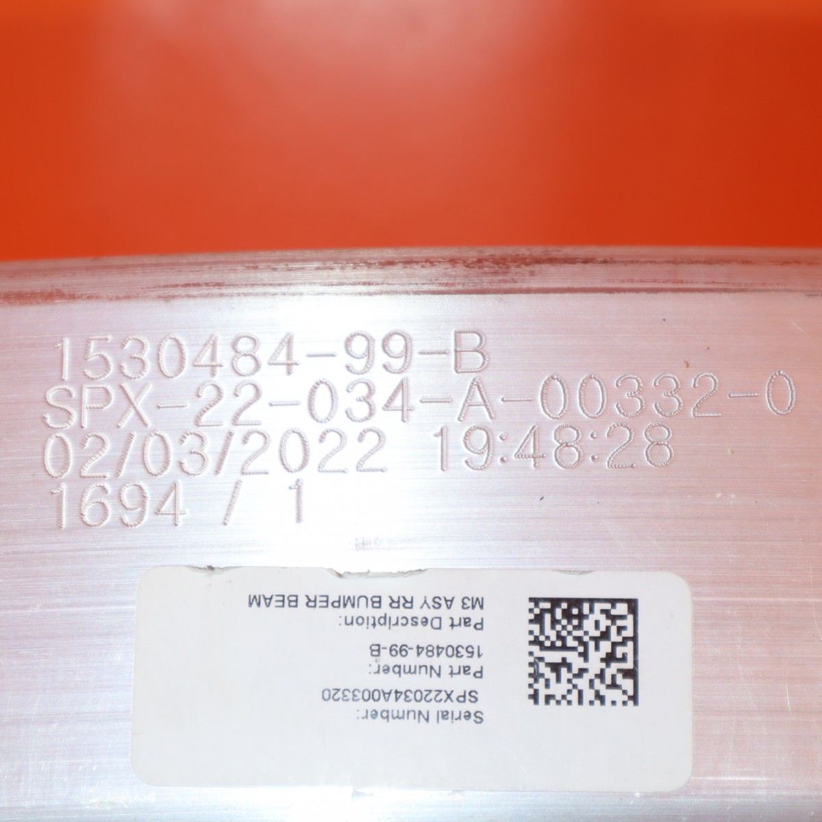 TESLA MODEL 3 REINFORCEMENT REAR 2021 2022 2022 1530484-99-B OEM