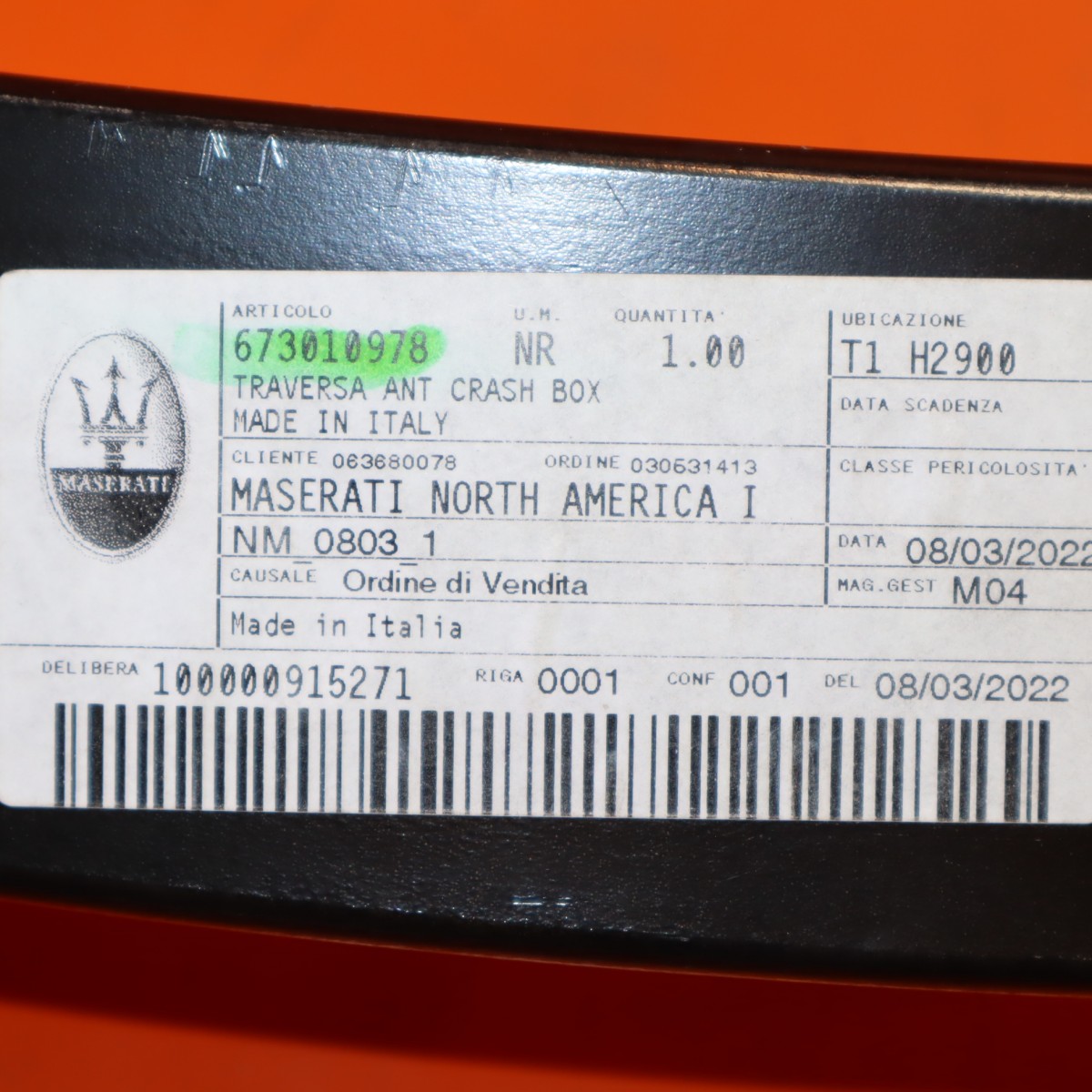 MASERATI GHIBLI REINFORCEMENT FRONT 2014 2015 2016 2017 2018 2019 2020 ...