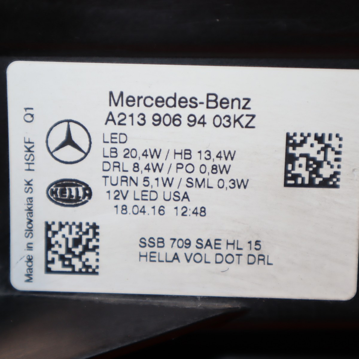 MERCEDES BENZ E400 HEADLIGHT RIGHT PASSENGER 2017 2018 2019 A2139069403 ...