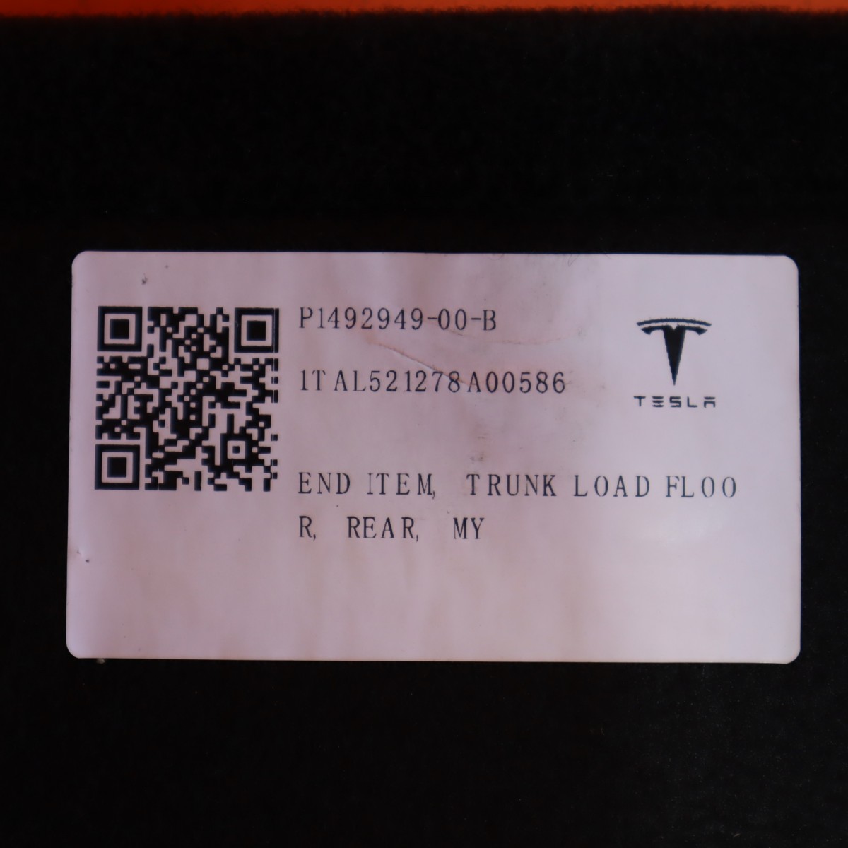 TESLA MODEL Y TRUNK FLOOR SECTION BOARD 2020 2021 2022 2023 1492949-00 ...