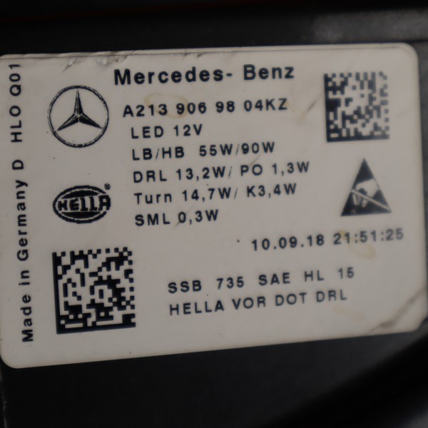 MERCEDES BENZ E300 HEADLIGHT RIGHT 2017 2018 2019 2020 A2139069804KZ OEM