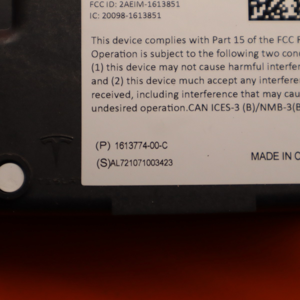 TESLA MODEL S FRONT REAR BLE GEN 3 2021 2022 2023 1613774-00-C OEM