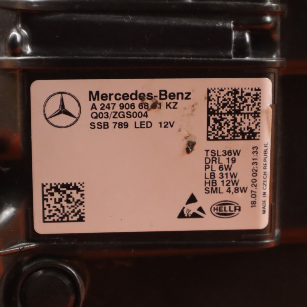 MERCEDES BENZ GLA250 HEADLIGHT RIGHT 2021 2022 2023 FULL LED ...