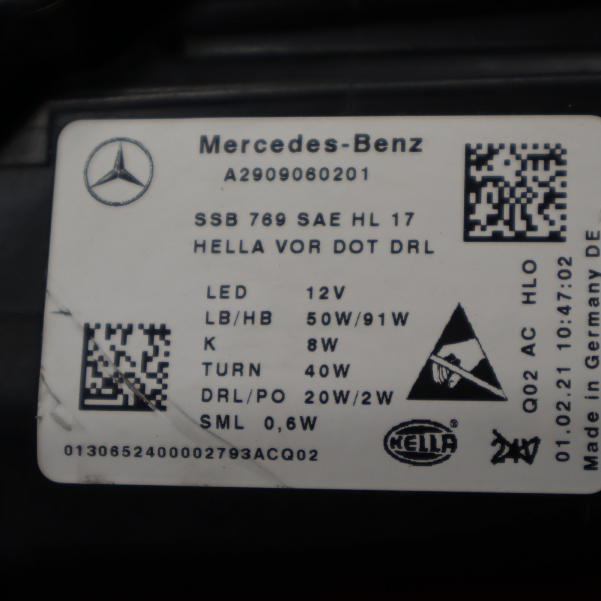 MERCEDES BENZ AMG GT63 HEADLIGHT LEFT DRIVER 2020 2021 2022 LED A290 ...