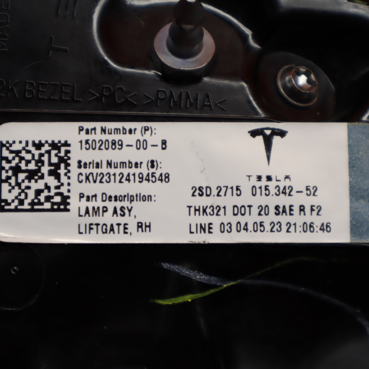 TESLA MODEL Y TAIL LIGHT TRUNK RIGHT PASSENGER 2020 2021 2022 2023 ...